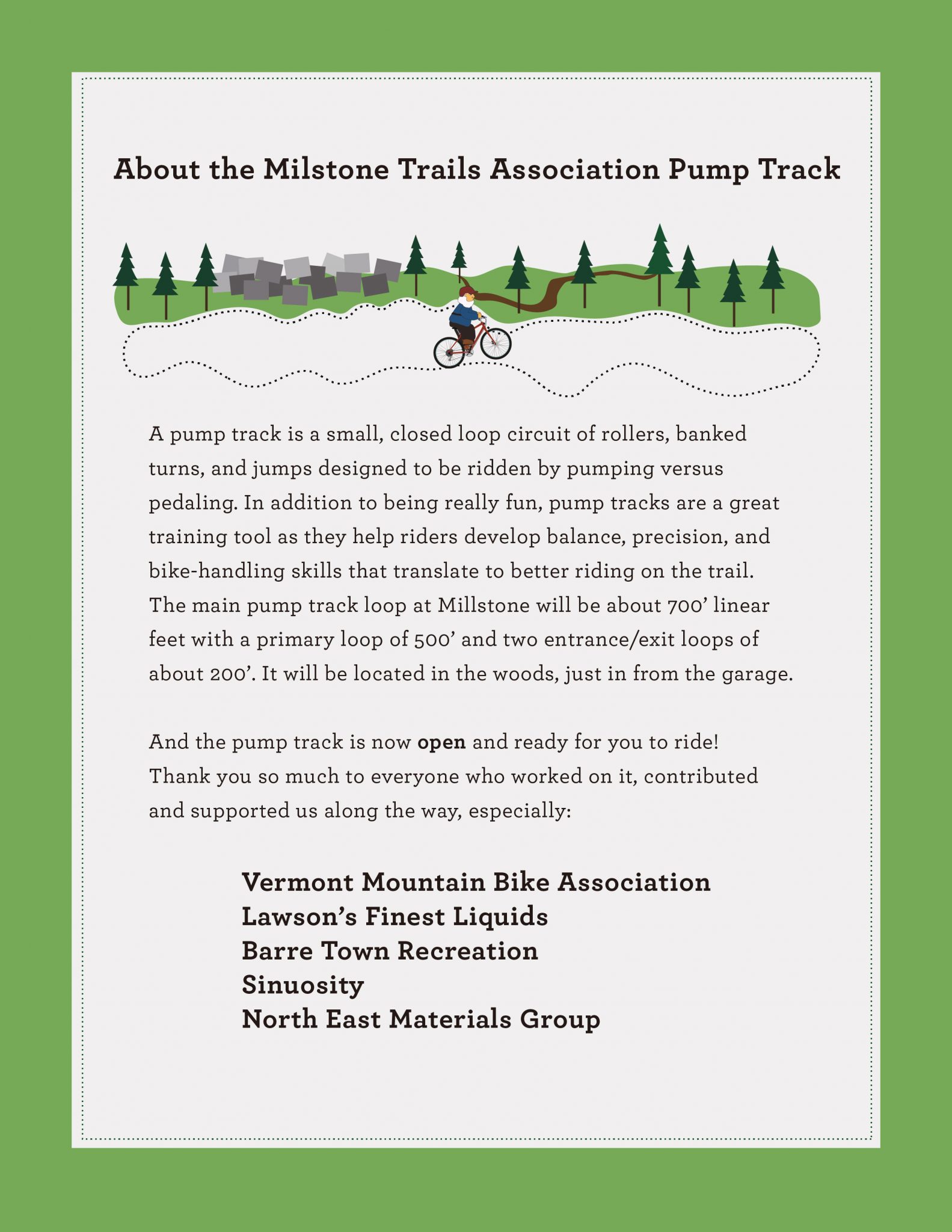 Millstone Trails Pump Track – Millstone Trails Association